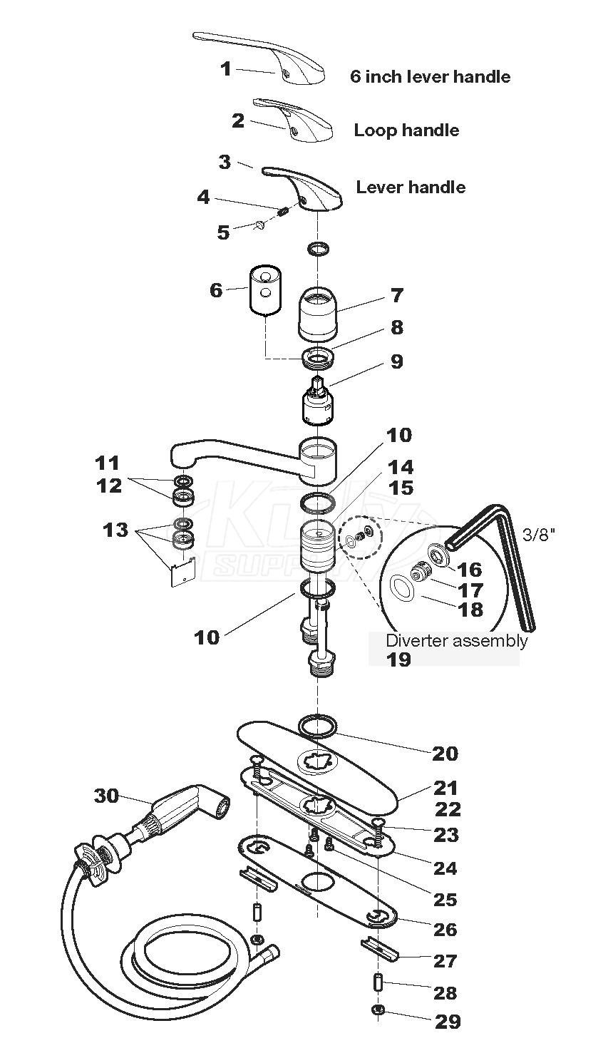 Symmons S-23 Faucet Parts Breakdown | KullySupply.com