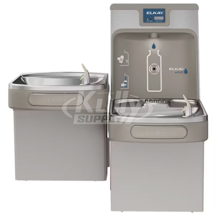 Elkay EZH2O LZSTL8WSLK Filtered Dual-Station Drinking Fountain with ...
